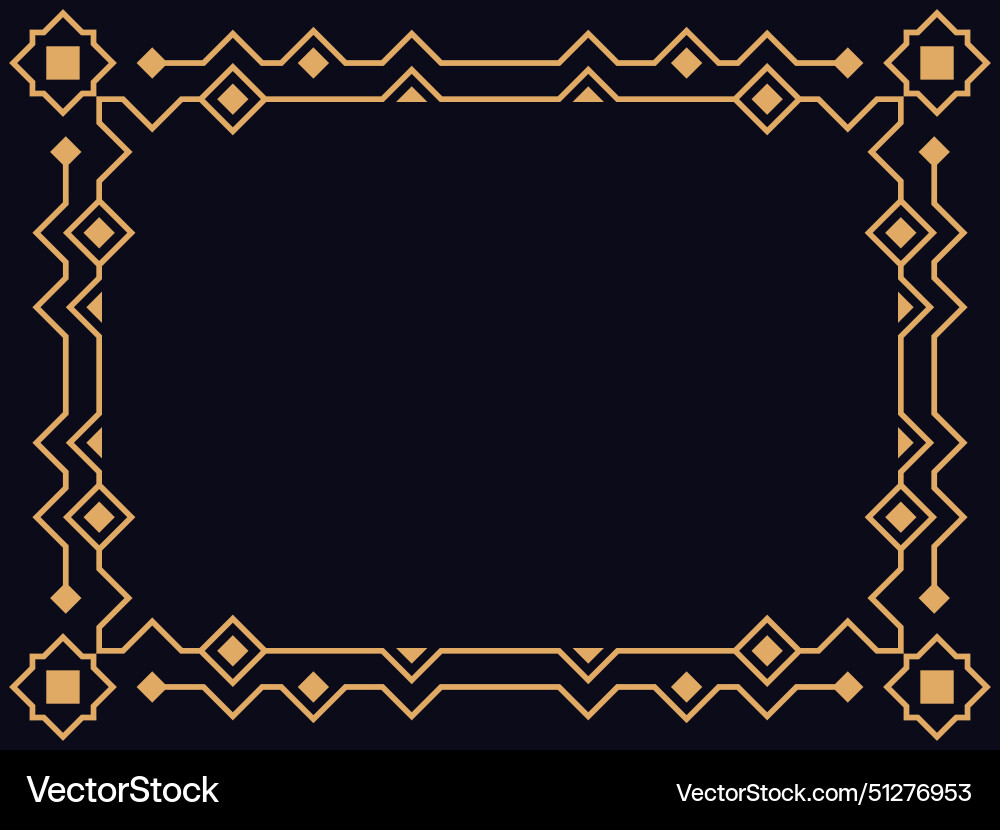 Art deco frame vintage linear border design Vector Image