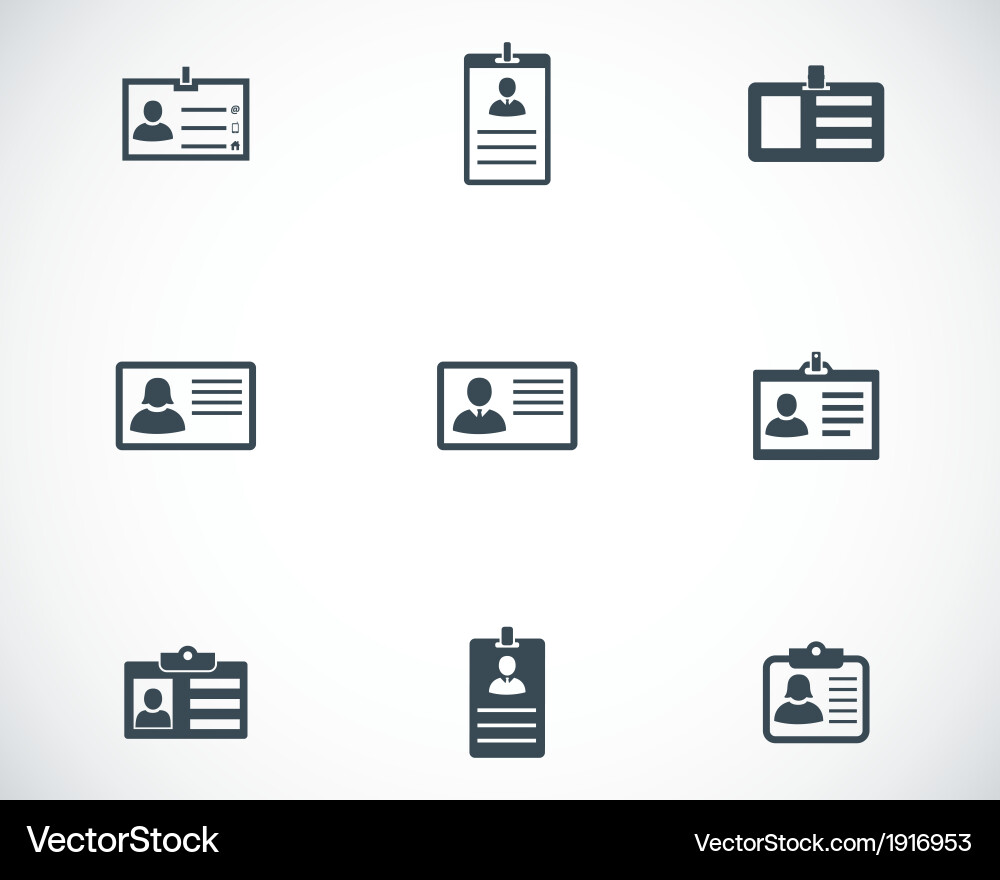 ID Card Icons - Black Set Royalty Free Vector Image