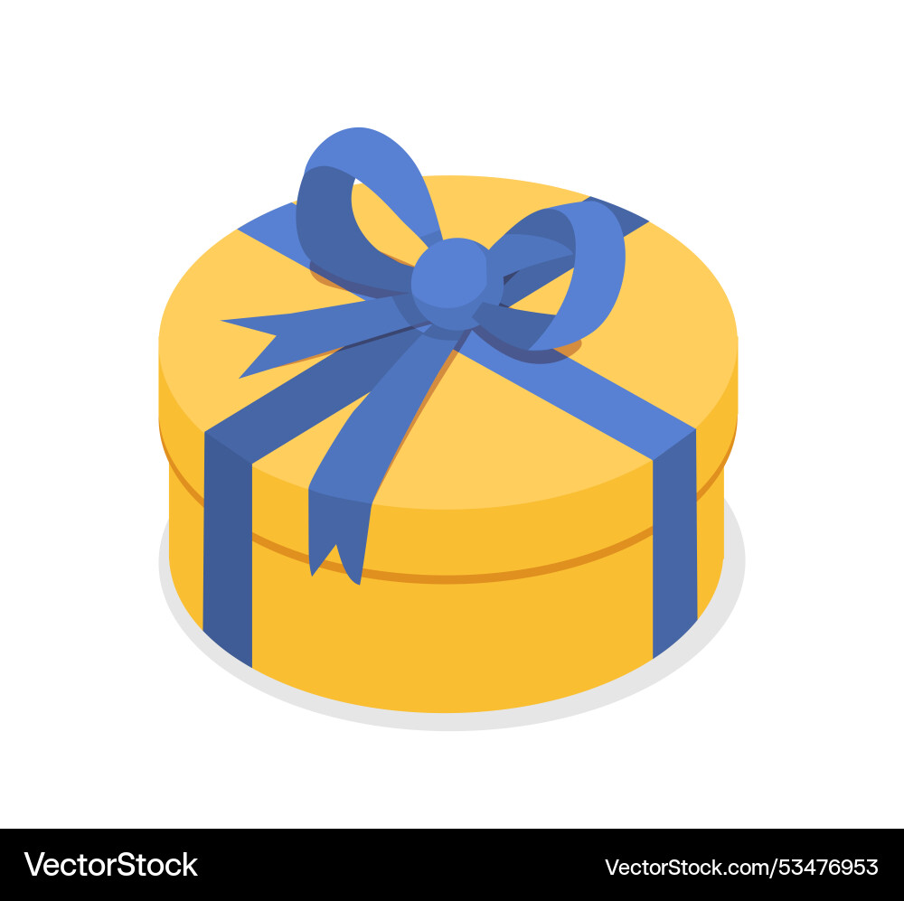 Isometric gift box yellow closed giftbox Vector Image