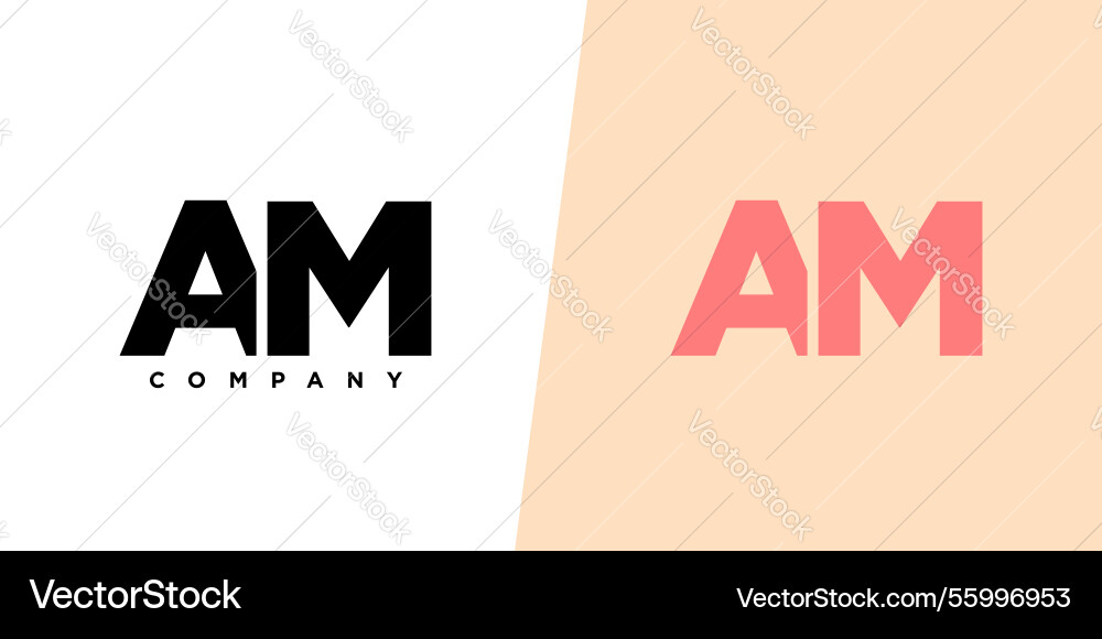Letter a and m am logo design template minimal Vector Image