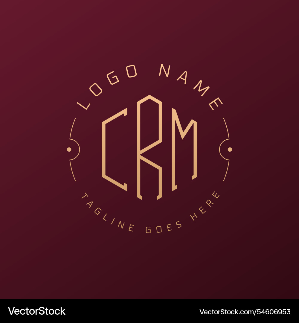 Luxury crm logo design elegant letter Royalty Free Vector