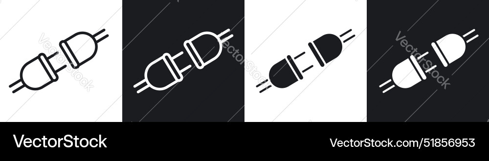 Plug connection icon set in black and white filld Vector Image