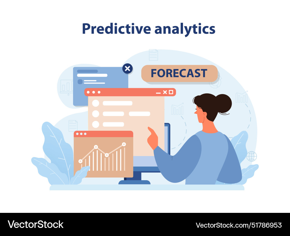 Predictive analytics process of using data Vector Image