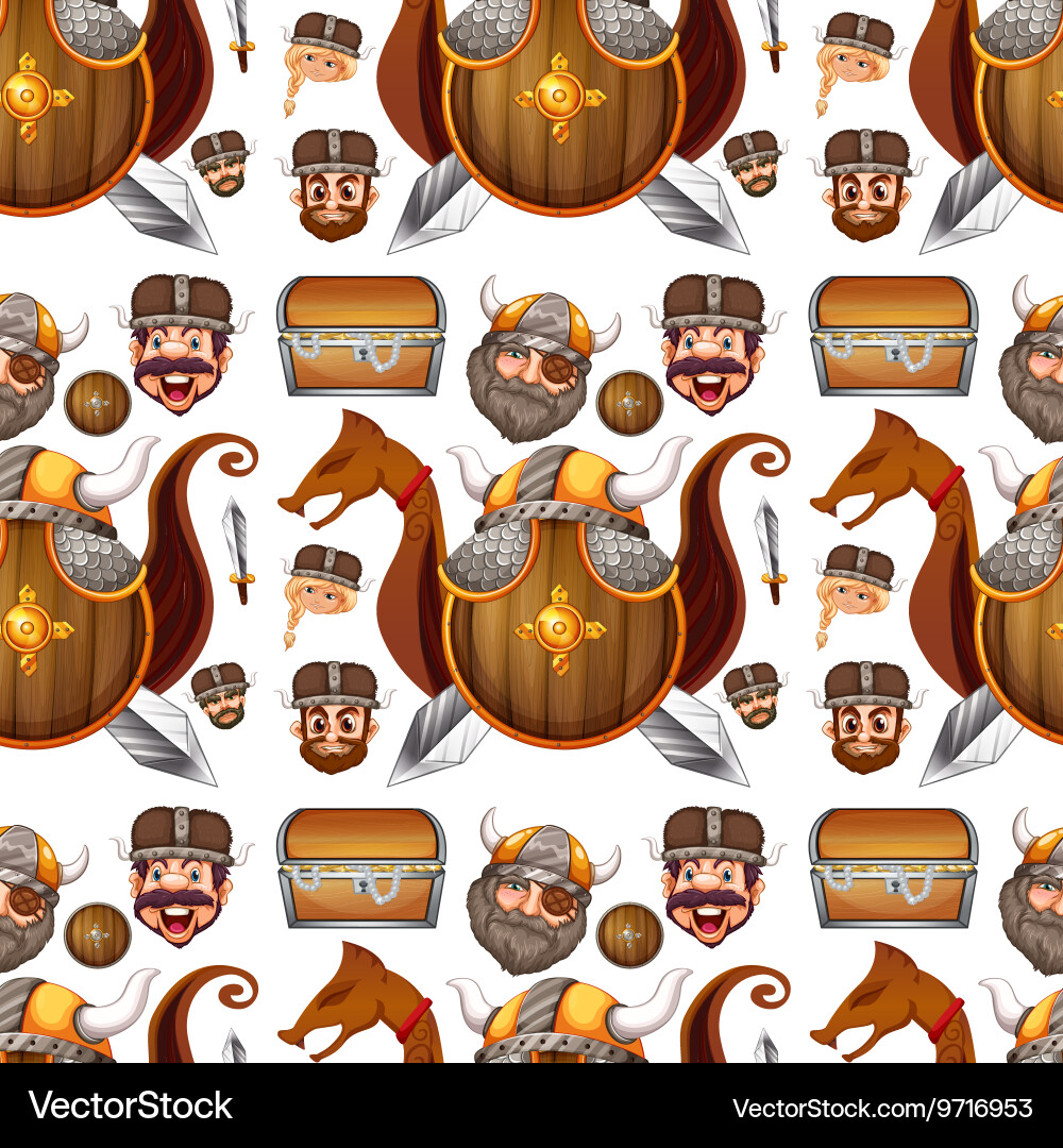 Seamless background design with viking theme Vector Image