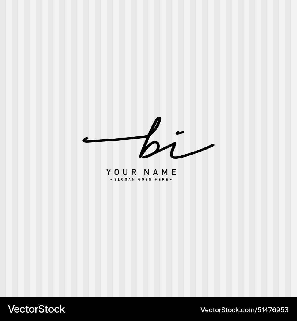 Simple signature logo for alphabet bi Royalty Free Vector