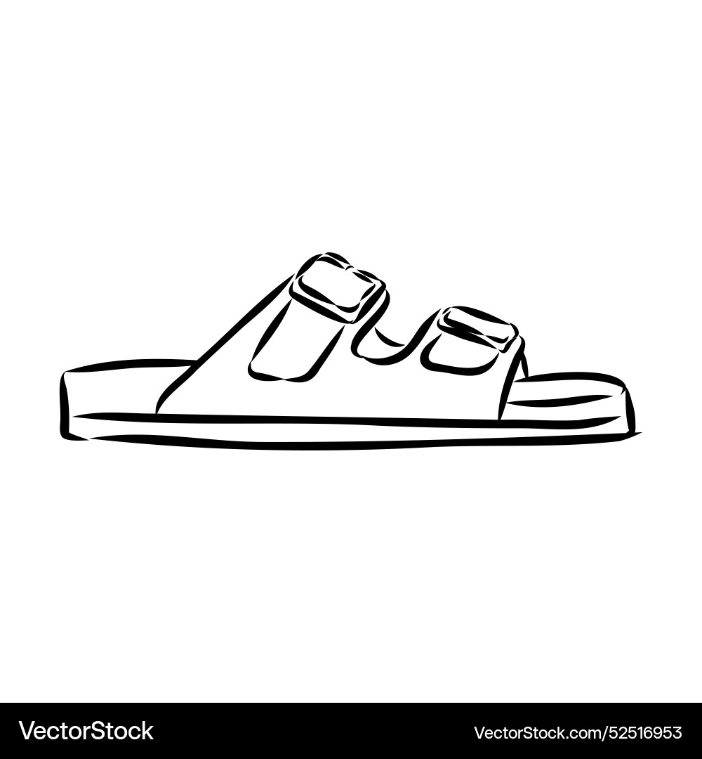 Strap sandal outline drawing Royalty Free Vector Image