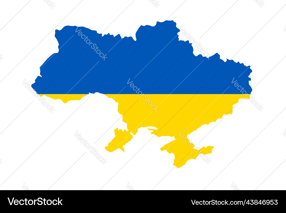 Ukrainian flag map outline isolated on white Vector Image