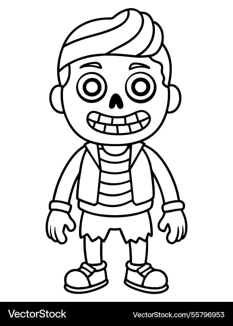 Zombie apocalypse coloring page for kids Vector Image