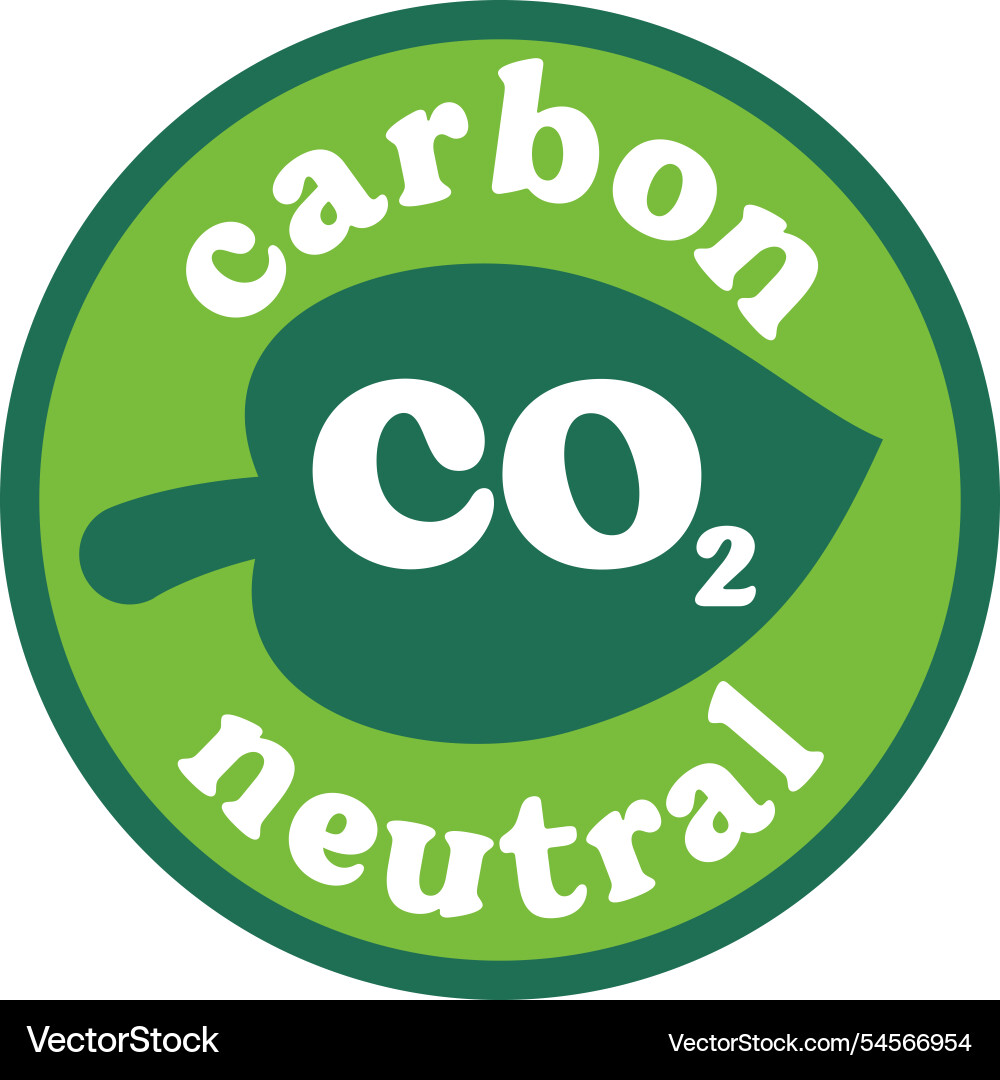 Carbon neutral label with green leaf design Vector Image