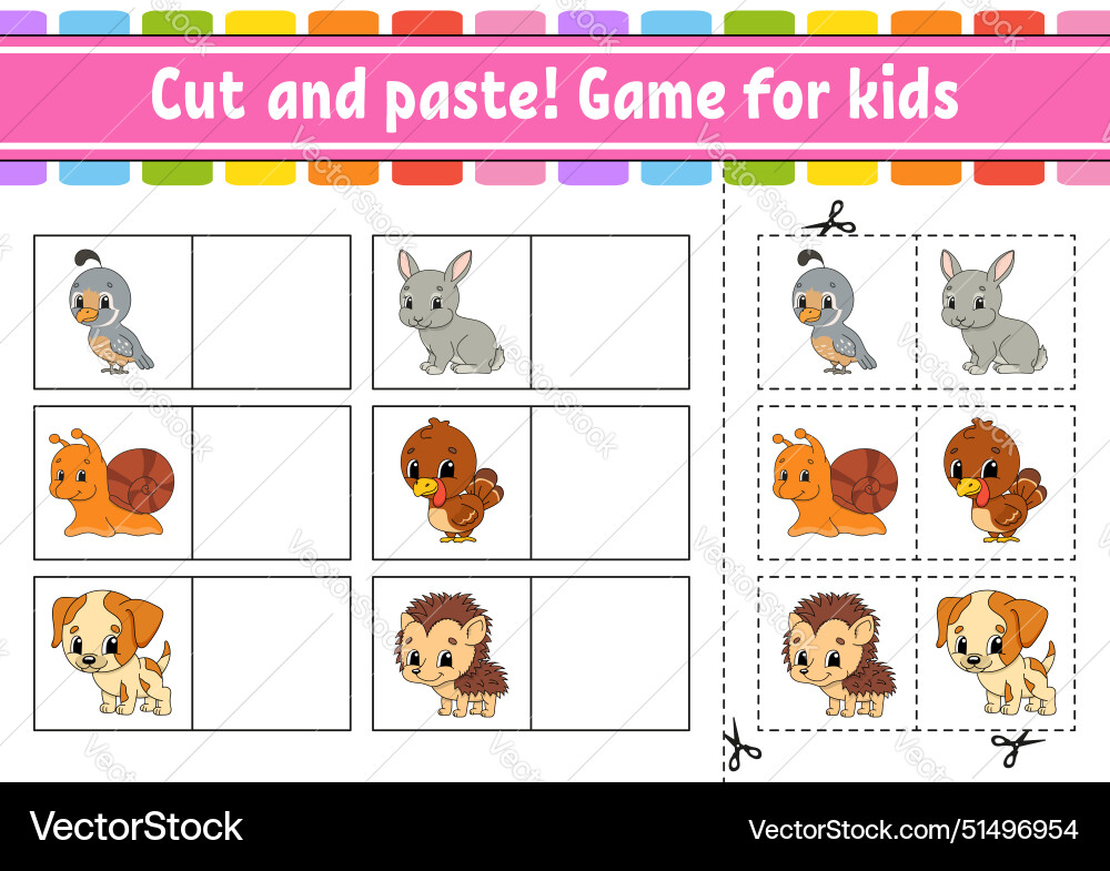 Cut and paste game for kids educational activity Vector Image
