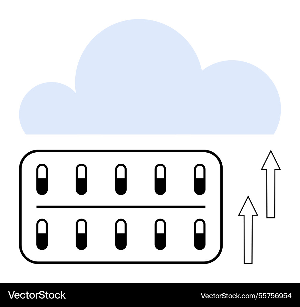 Data upload concept with cloud symbol and server Vector Image