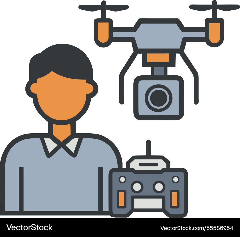 Drone pilot and controller icon Royalty Free Vector Image