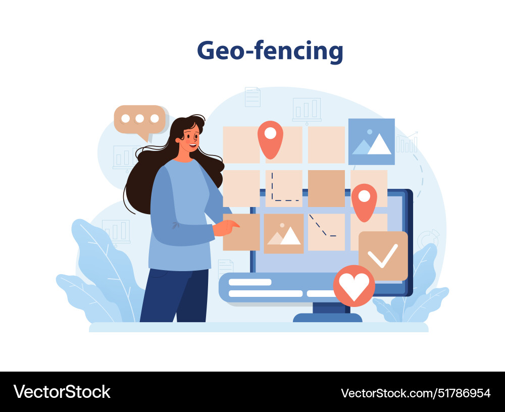 Geofencing local seo optimization search Vector Image