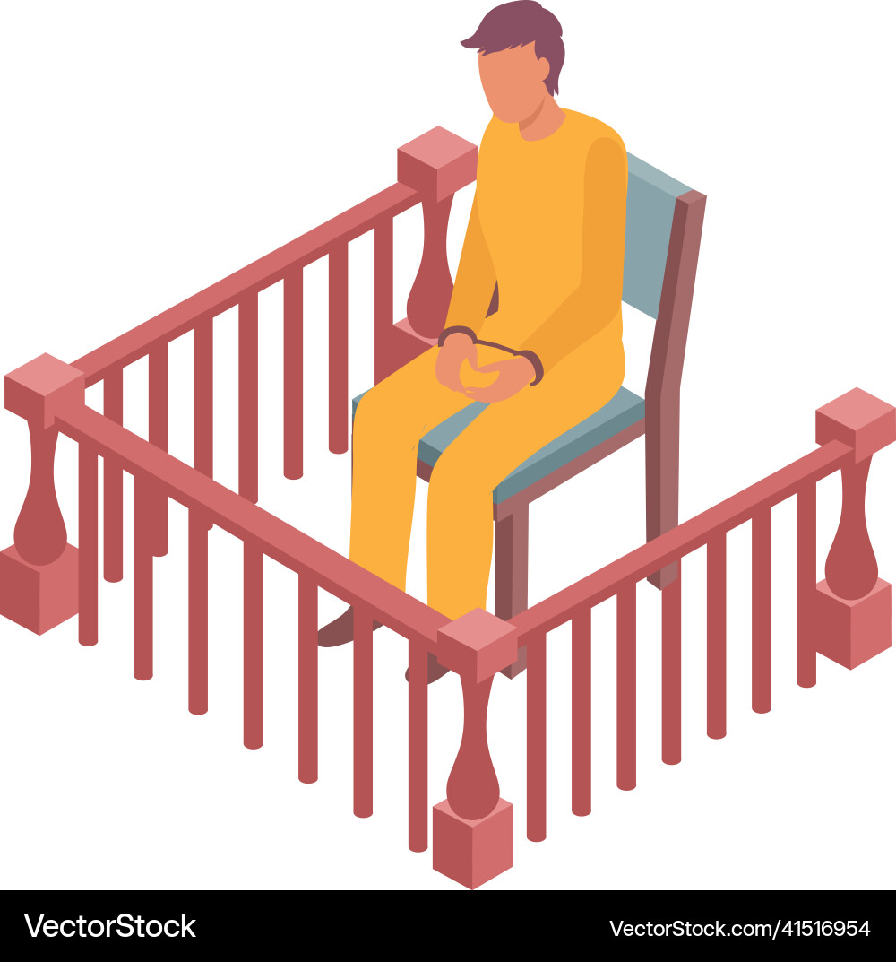 Handcuffed Accused in Court Royalty Free Vector Image