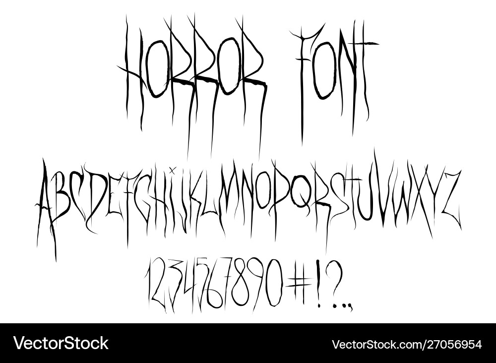 Horror font alphabet Royalty Free Vector Image
