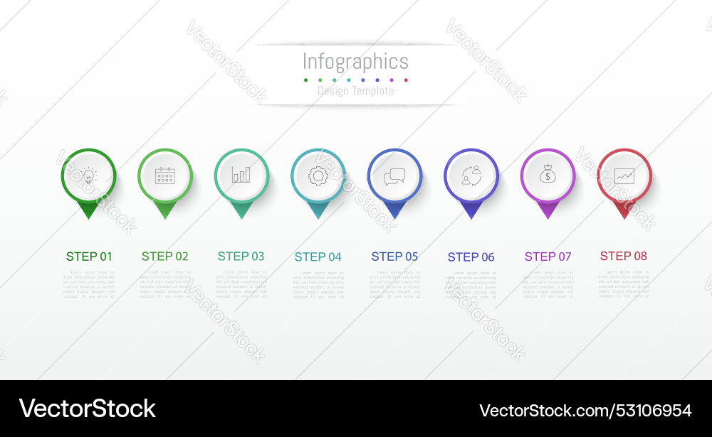 Infographic 8 options design elements Royalty Free Vector