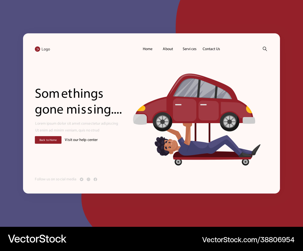 Mechanic landing page design Royalty Free Vector Image