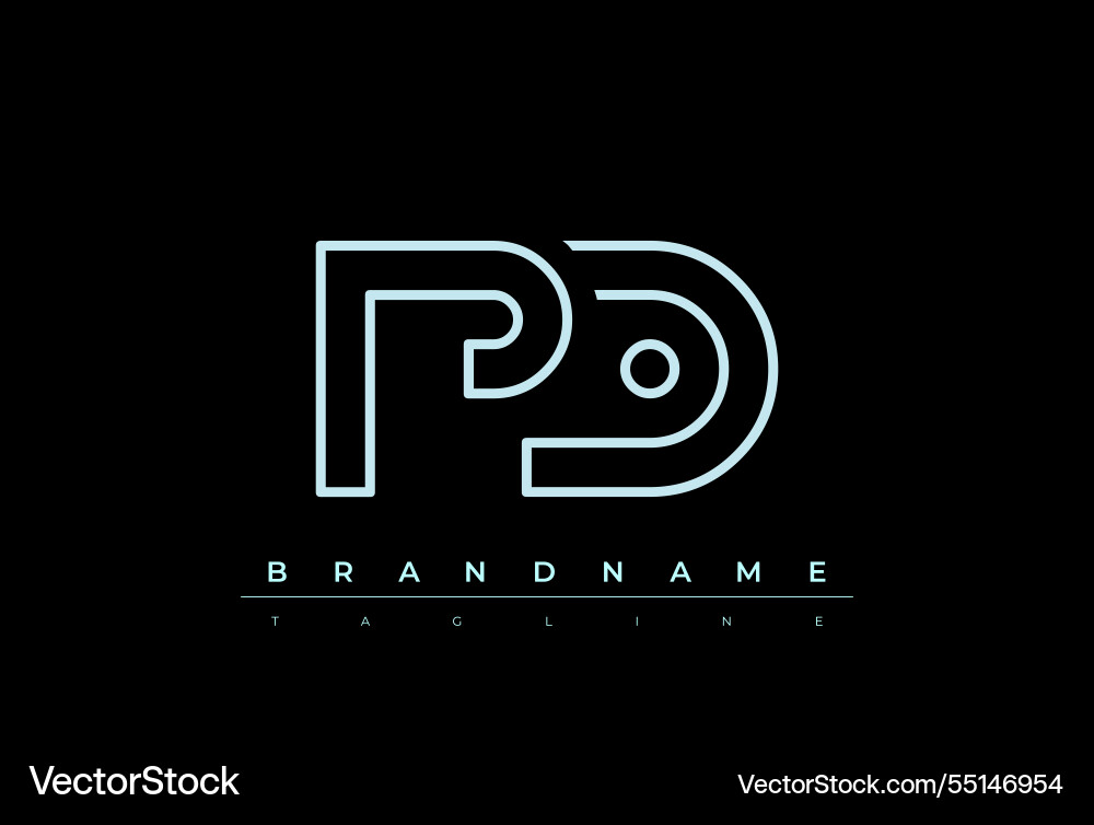 Pd technology letter logo template Royalty Free Vector Image