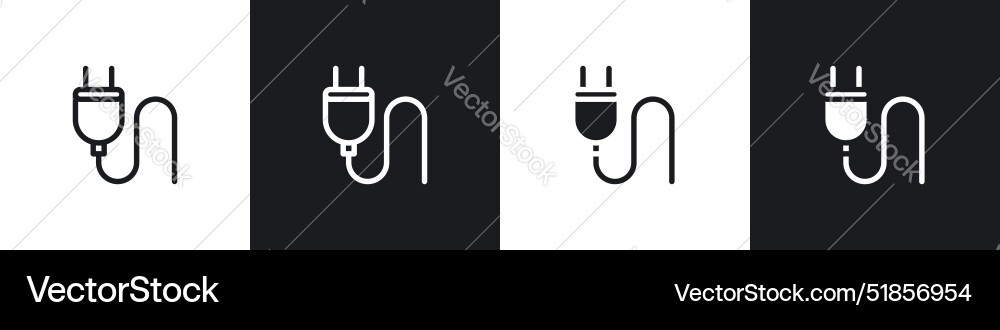 Plug icon set in black and white filld and Vector Image