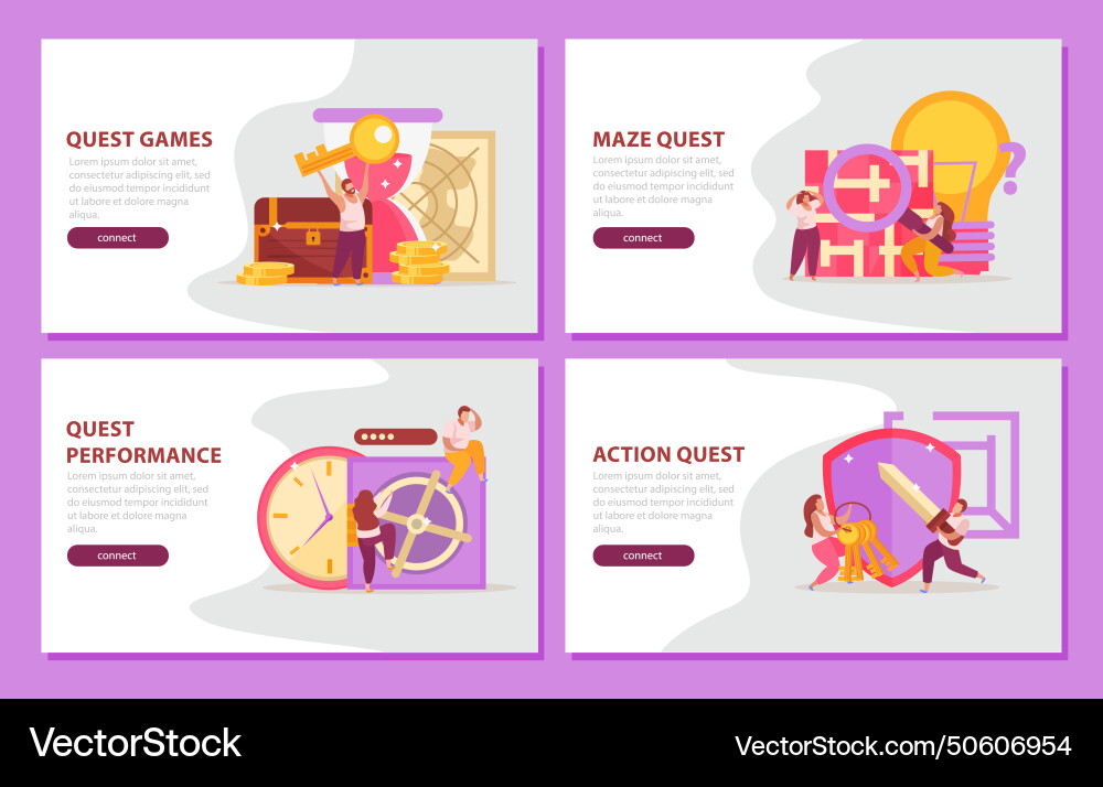 Quest game horizontal banners Royalty Free Vector Image