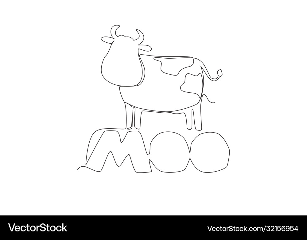 Single continuous line drawing cute Royalty Free Vector