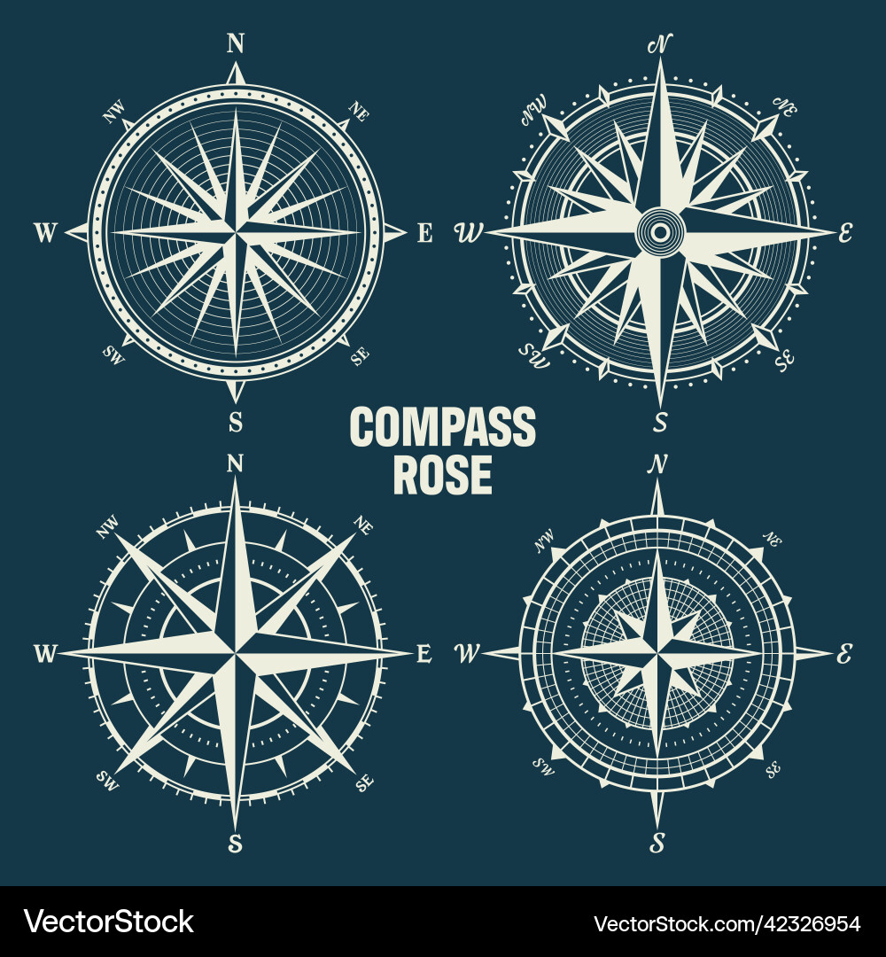 Vintage marine wind rose nautical chart Royalty Free Vector
