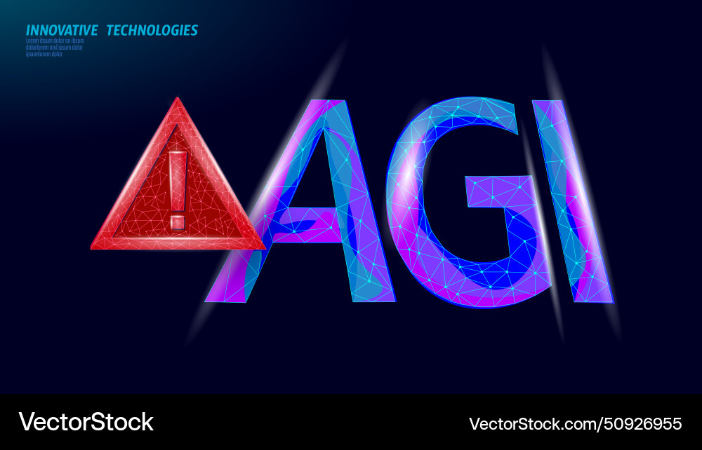 Artificial general intelligence wire warning Vector Image