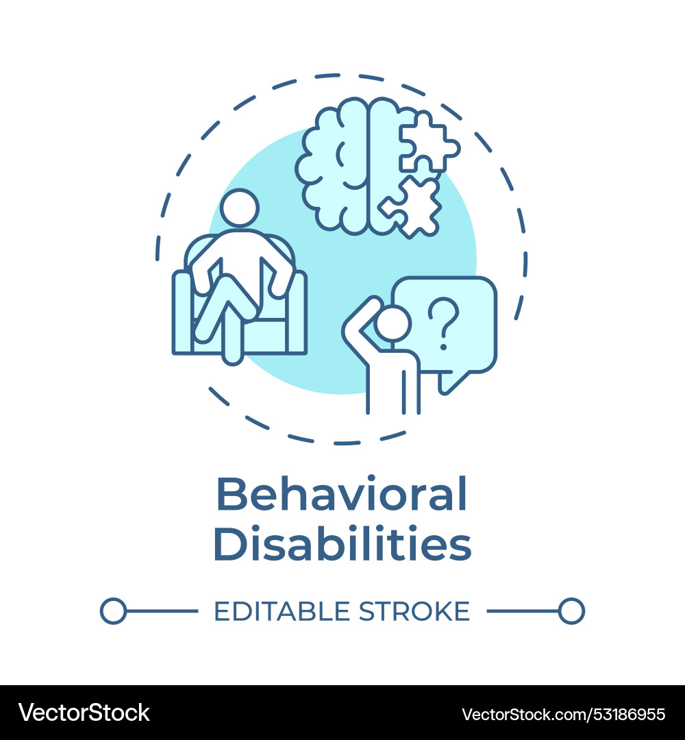 Behavioral disabilities soft blue concept icon Vector Image