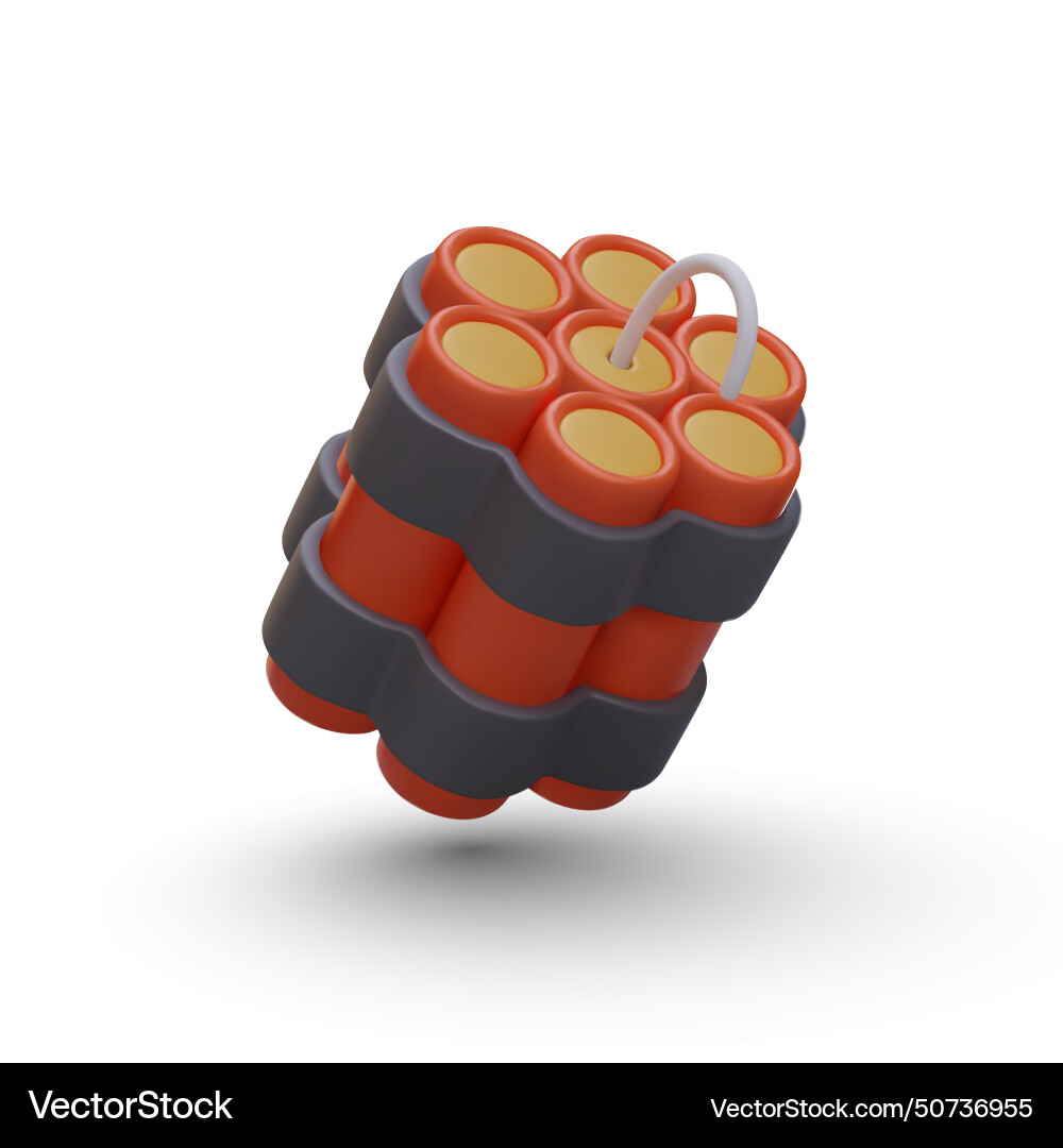 Dynamite red bomb with lit fuse military detonate Vector Image