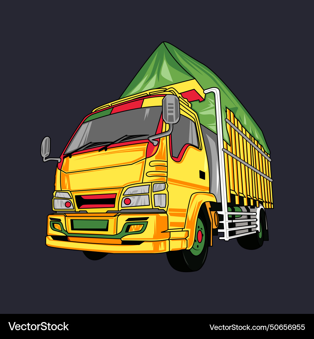 Fully loaded logistics truck clip art Royalty Free Vector
