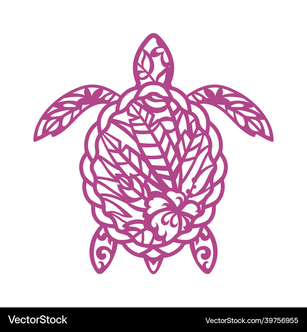 Marine turtle template reptile stencil ocean Vector Image