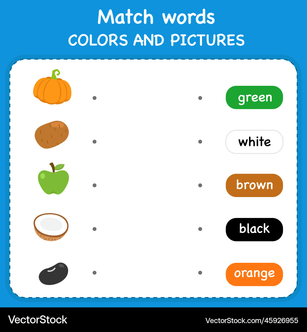 Trace and match words with pictures educational Vector Image