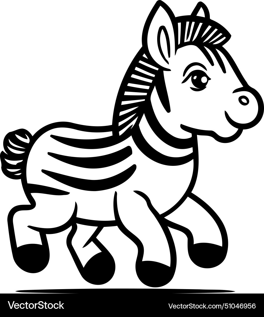 A cartoon zebra running on blue background Vector Image