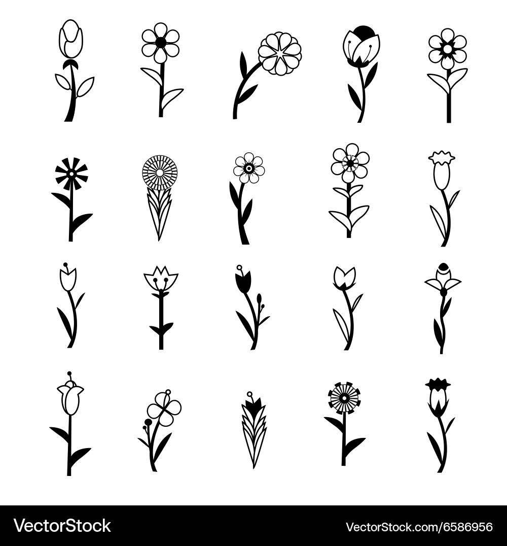 Flower icons for pattern with white background Vector Image