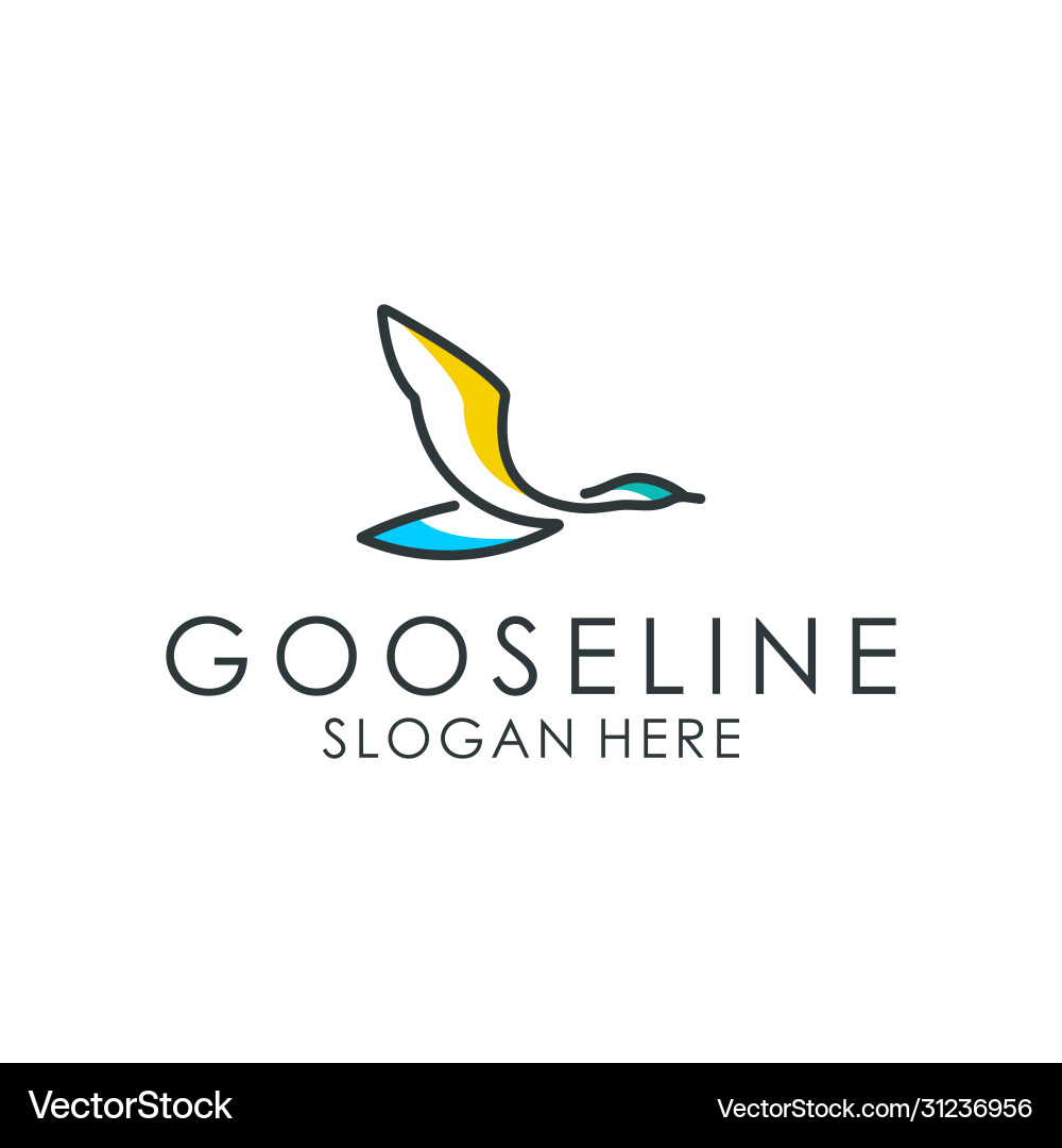 Goose line art logo design Royalty Free Vector Image