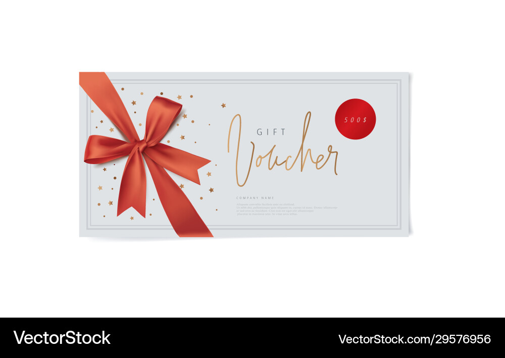 Red voucher design with a bow Royalty Free Vector Image