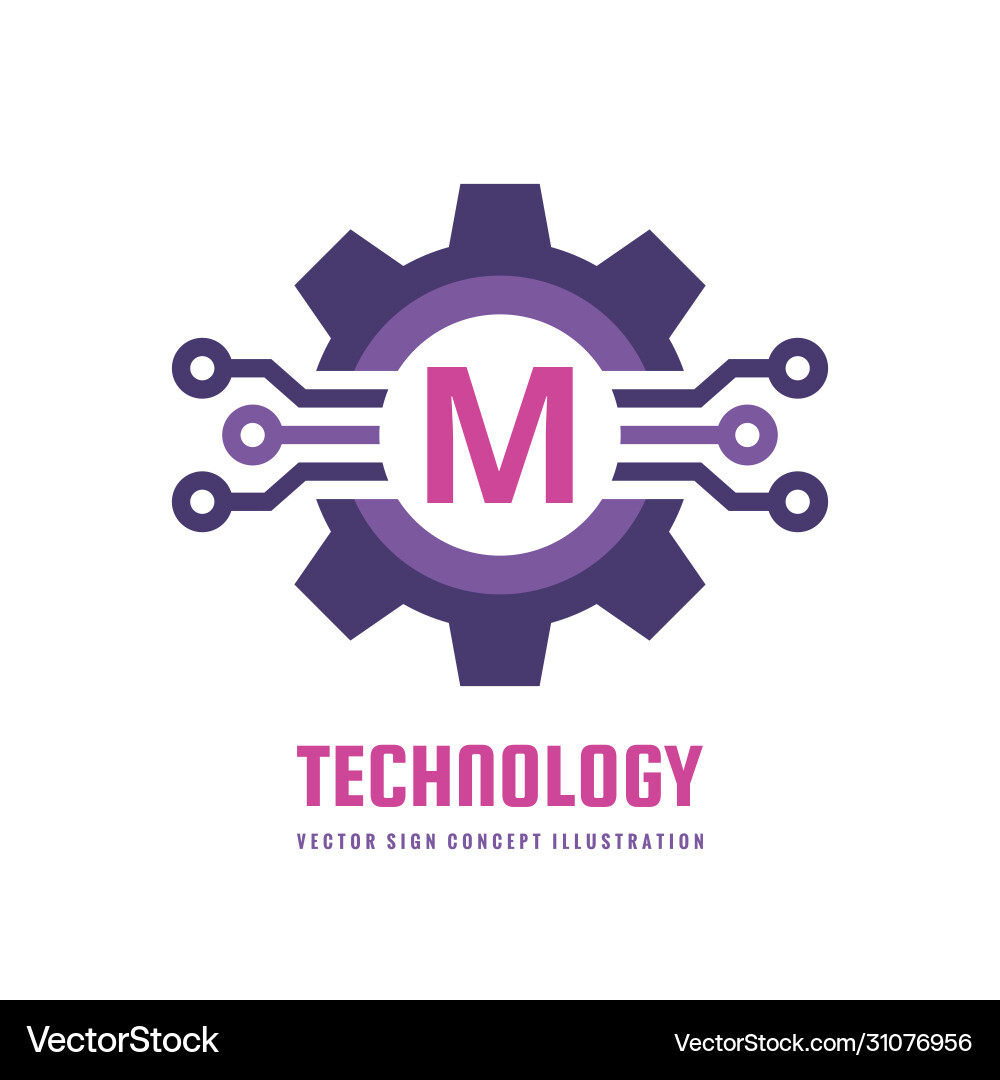 Tech M Logo - Cogwheel Template Royalty Free Vector Image