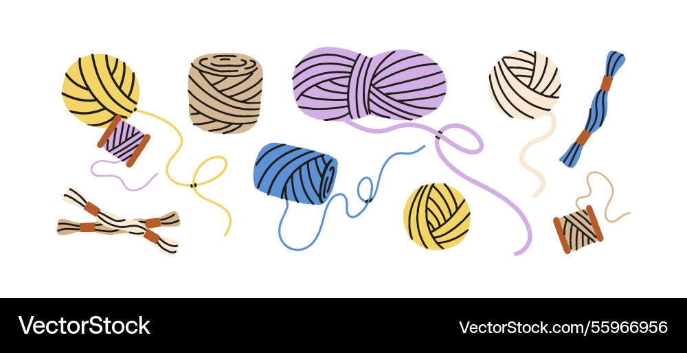 Yarn ball thread spool string clew rope skein Vector Image