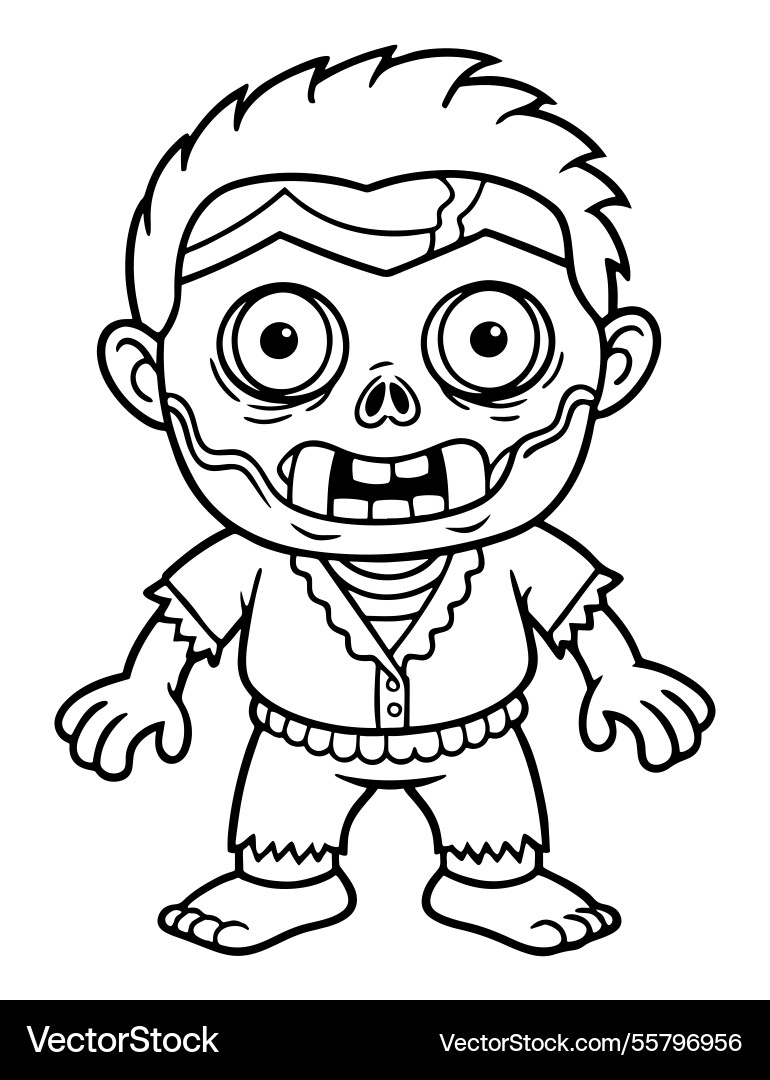 Zombie apocalypse coloring page for kids – Royalty-Free Vector ...