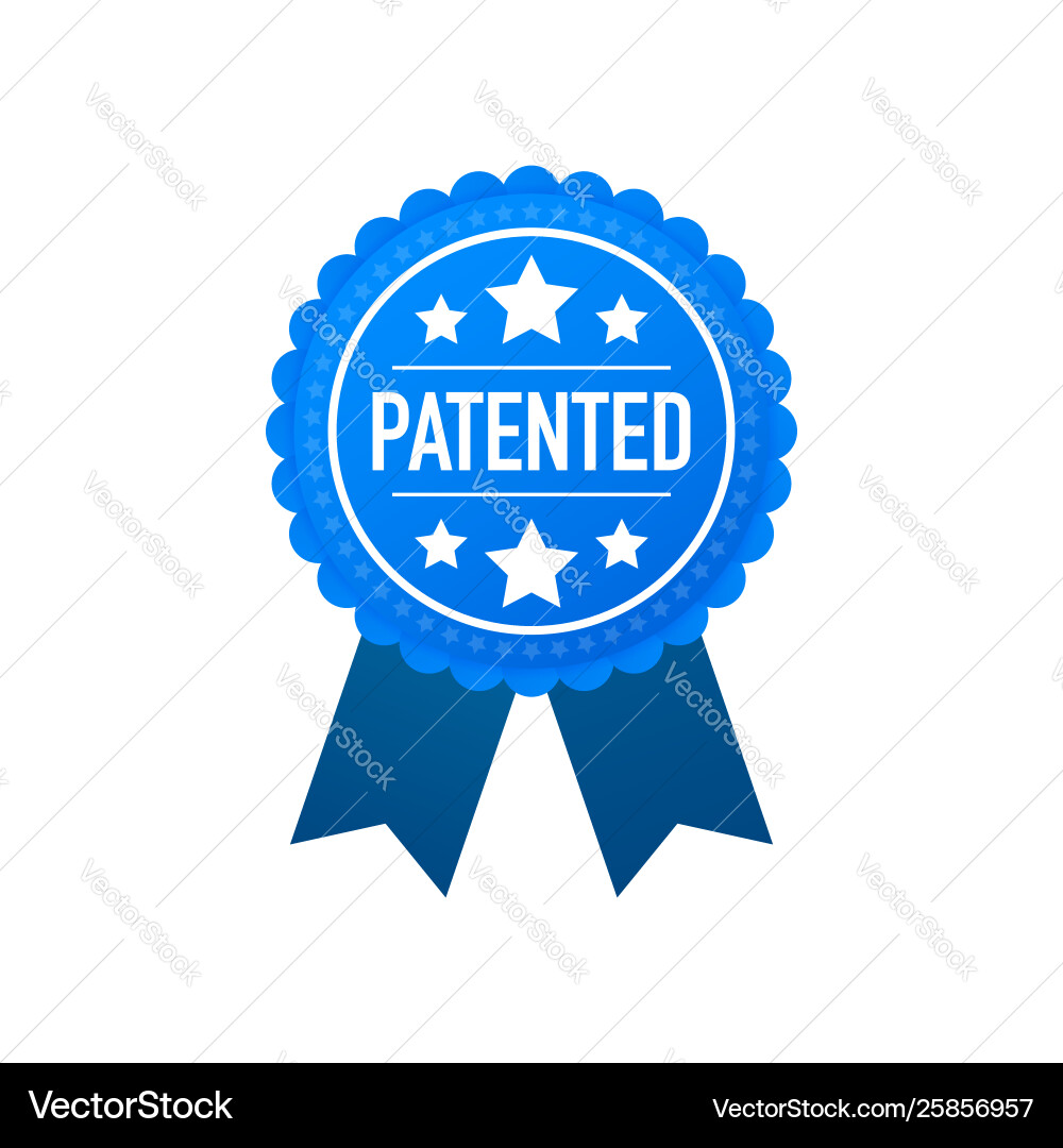 Blue Patented Label - Protection Icon Royalty Free Vector