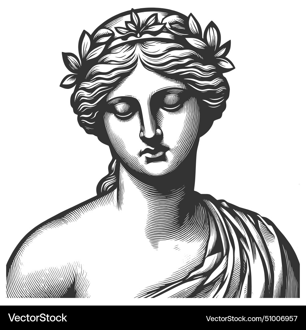 Classical greek goddess statue engraving Vector Image
