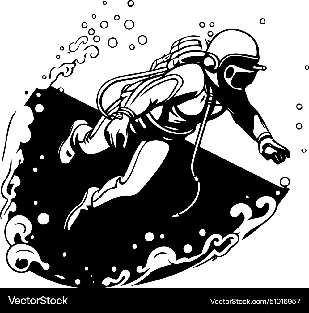 Diver diving in the water graphic Royalty Free Vector Image
