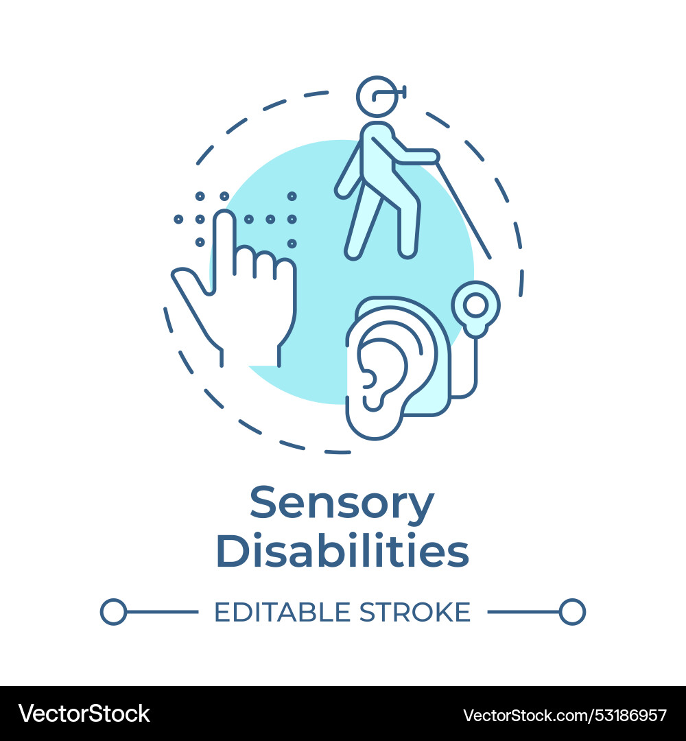 Sensory disabilities soft blue concept icon Vector Image
