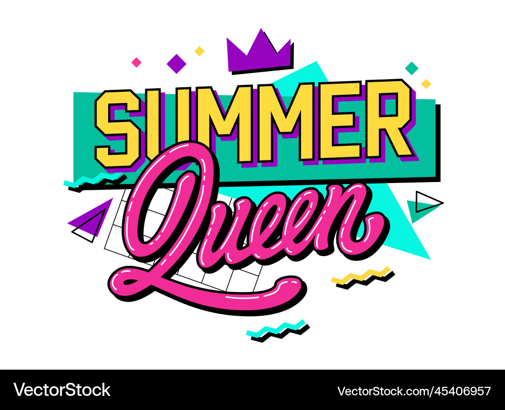 Summer queen - retro-inspired lettering design Vector Image