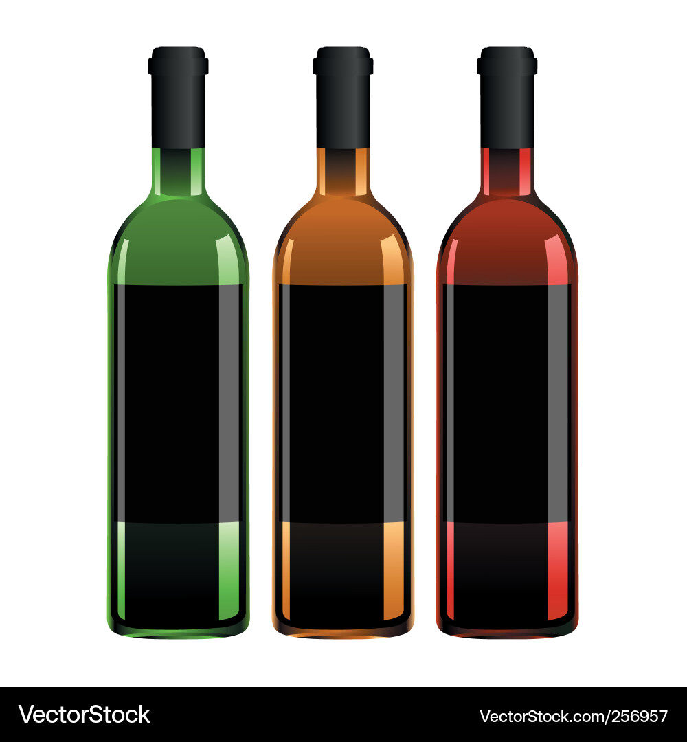 Three wine bottles Royalty Free Vector Image - VectorStock