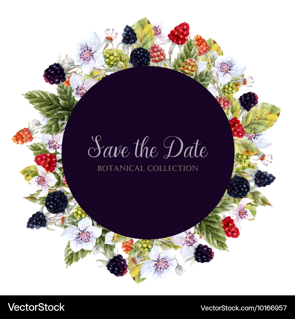 Watercolor round berry frame Royalty Free Vector Image