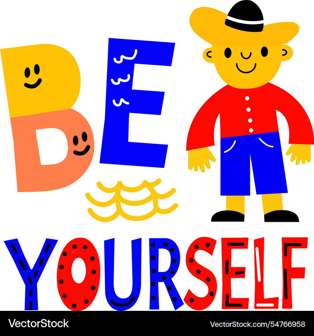 Be yourself sticker in fat style Royalty Free Vector Image