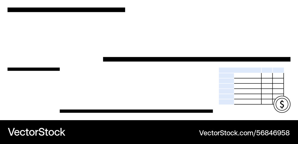 Blank check layout with financial table and Vector Image