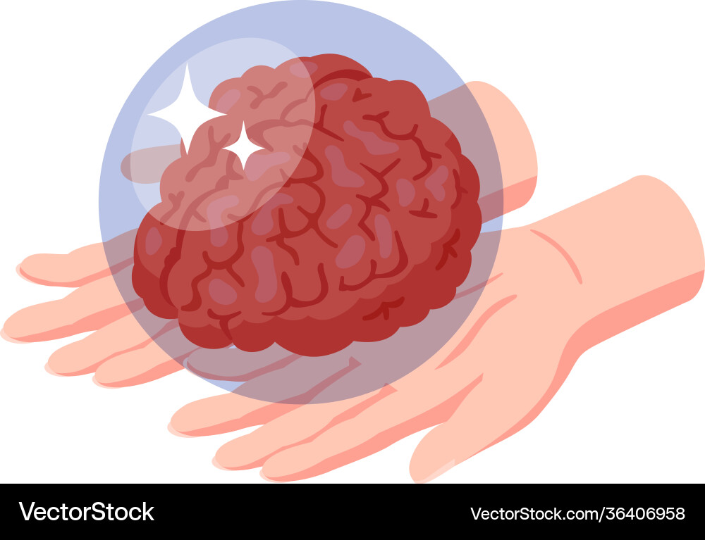 Brain in bubble composition Royalty Free Vector Image