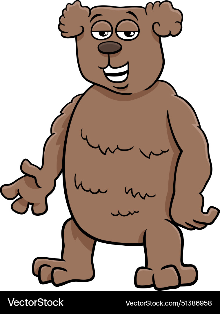 Cartoon brown bear comic animal character Vector Image